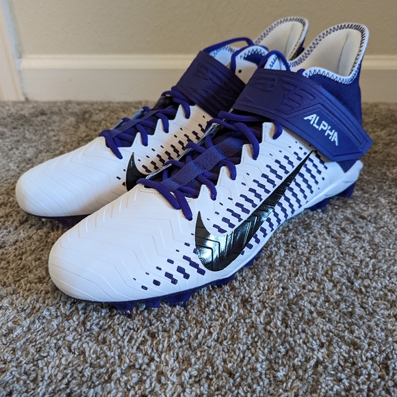 Nike | Shoes | Nike Alpha Menace Pro 2 Mid Football Cleats White Purple ...